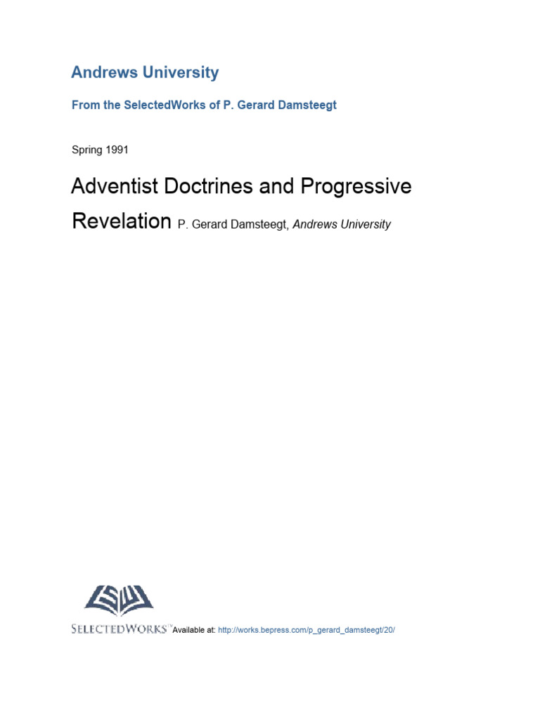 SDA Doctrines and Progressive Revelation | PDF | Seventh Day Adventist ...