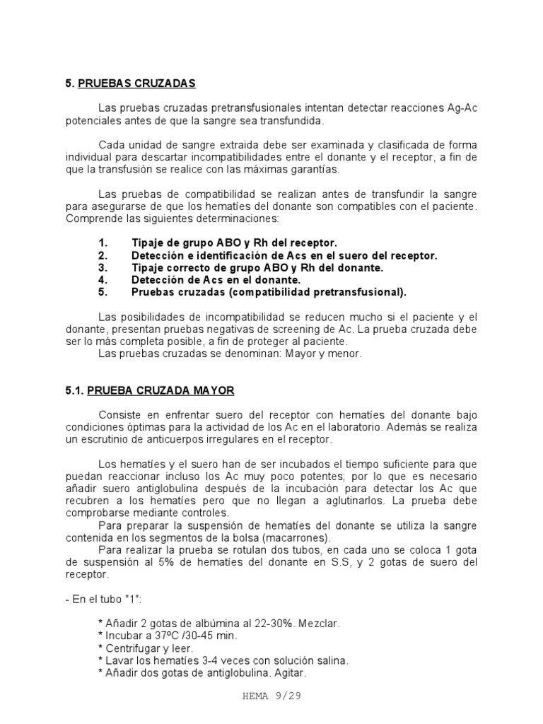 Pruebas Cruzadas | PDF | Transfusión de sangre | Tipo de sangre