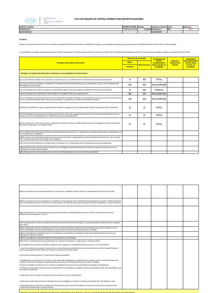Cuestionario de Control Interno 2023 | PDF | Auditoría | Gestión de ...