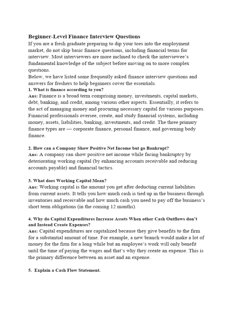 Finance Interview Ques and Answer | PDF | Depreciation | Insurance