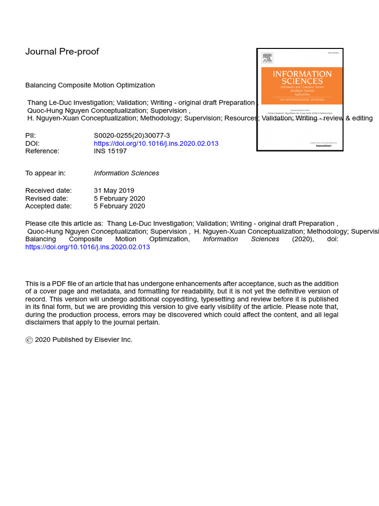 Journal Pre-Proof: Information Sciences | PDF | Metaheuristic ...