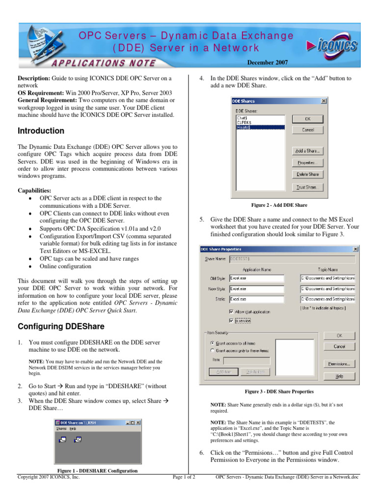 OPC Servers - Dynamic Data Exchange (DDE) Server in A Network | PDF ...