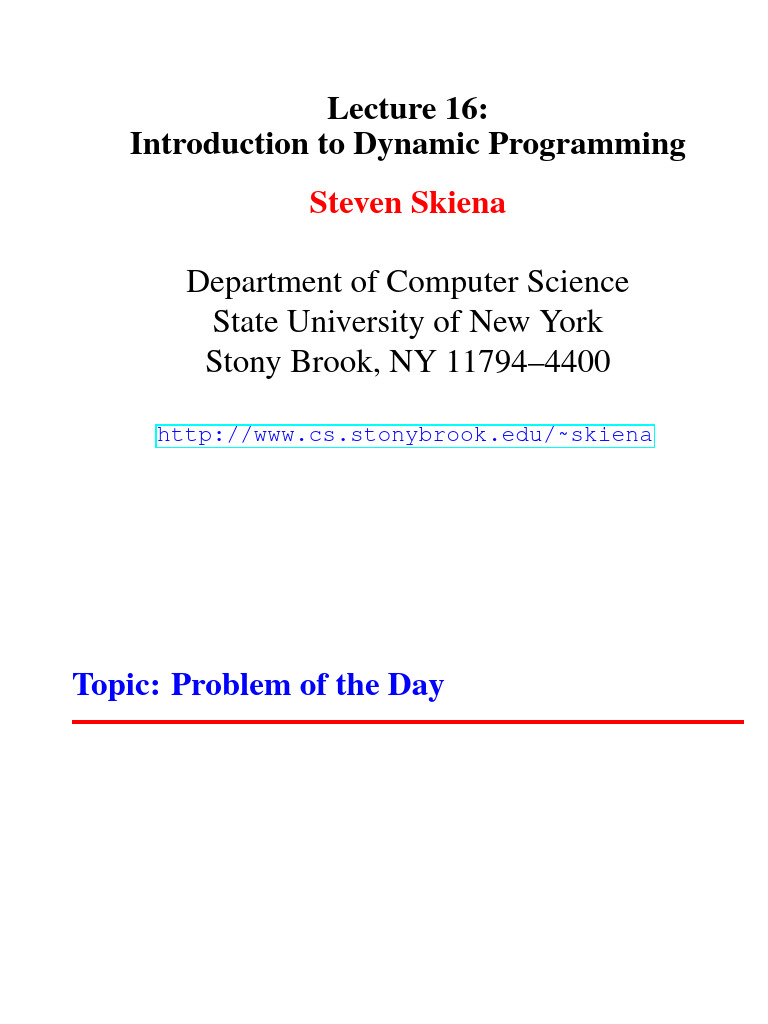 Dynamic Programming Lecture 2 | PDF | Dynamic Programming | Recurrence ... Dynamic Programming Lecture 2 | PDF | Dynamic Programming | Recurrence ...