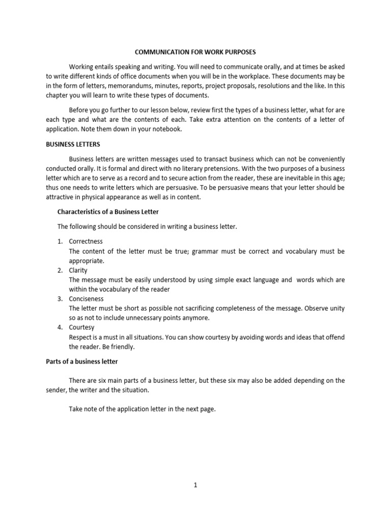 Business Letters Com For Work Purposes 1 | PDF