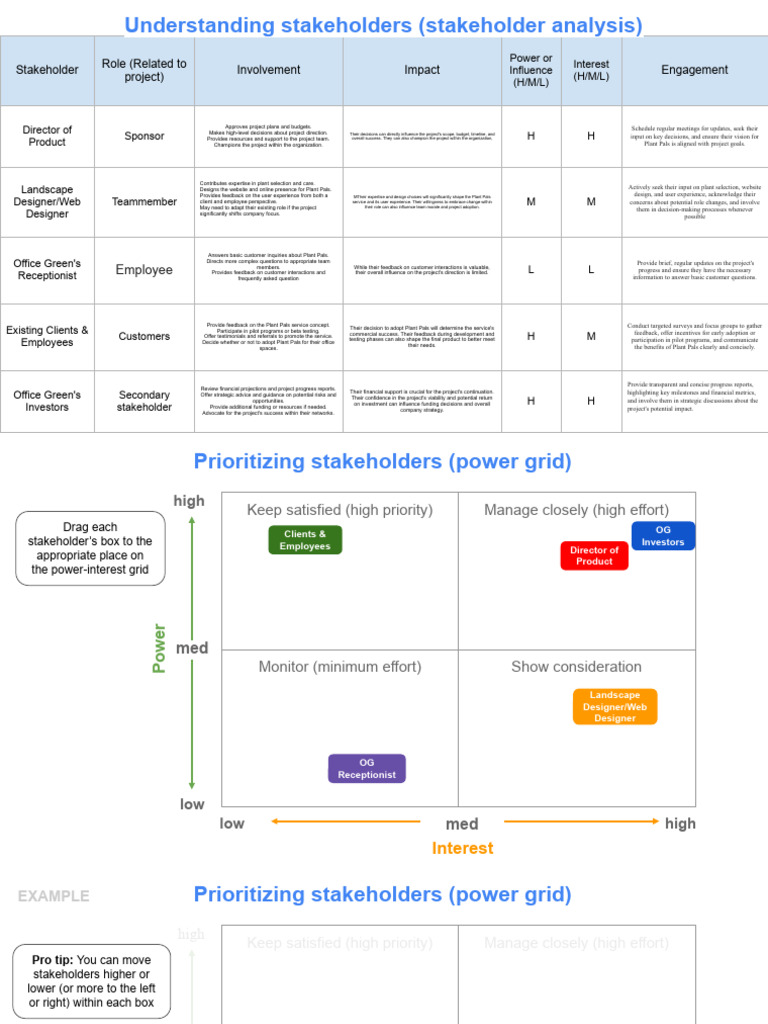 Activity Template - Stakeholder Analysis and Power Grid | PDF | Business