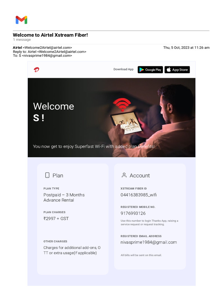 Airtel Xstream Fiber! | Download Free PDF | Software | Cyberspace