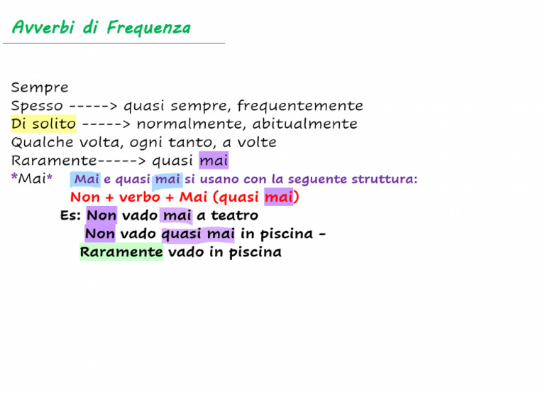 Avverbi Di Frequenza | PDF