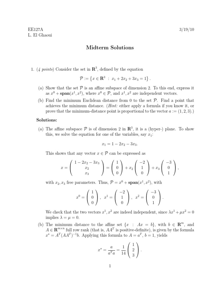 midtermsols_Sp2010 | PDF | Eigenvalues And Eigenvectors | Applied Mathematics