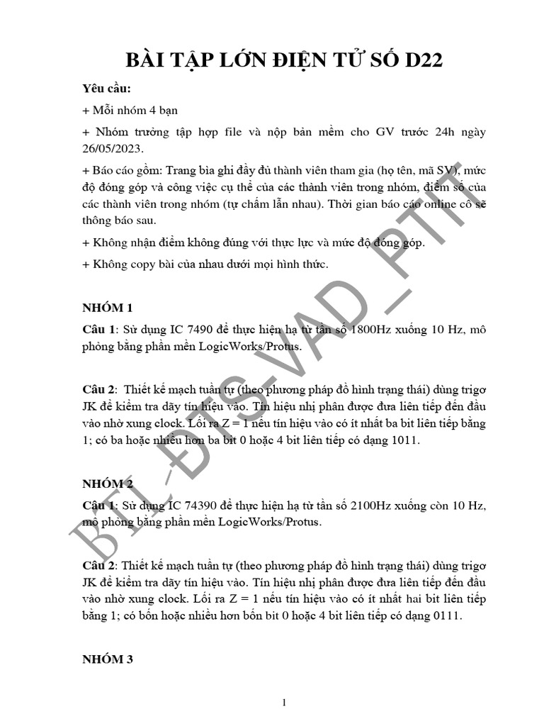 Bài tập lớn ĐTS - D22 | PDF