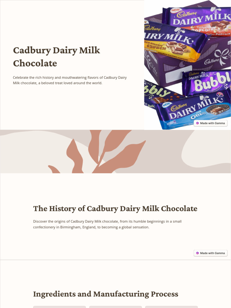 Cadbury Dairy Milk Chocolate | PDF | Chocolate | Food Industry