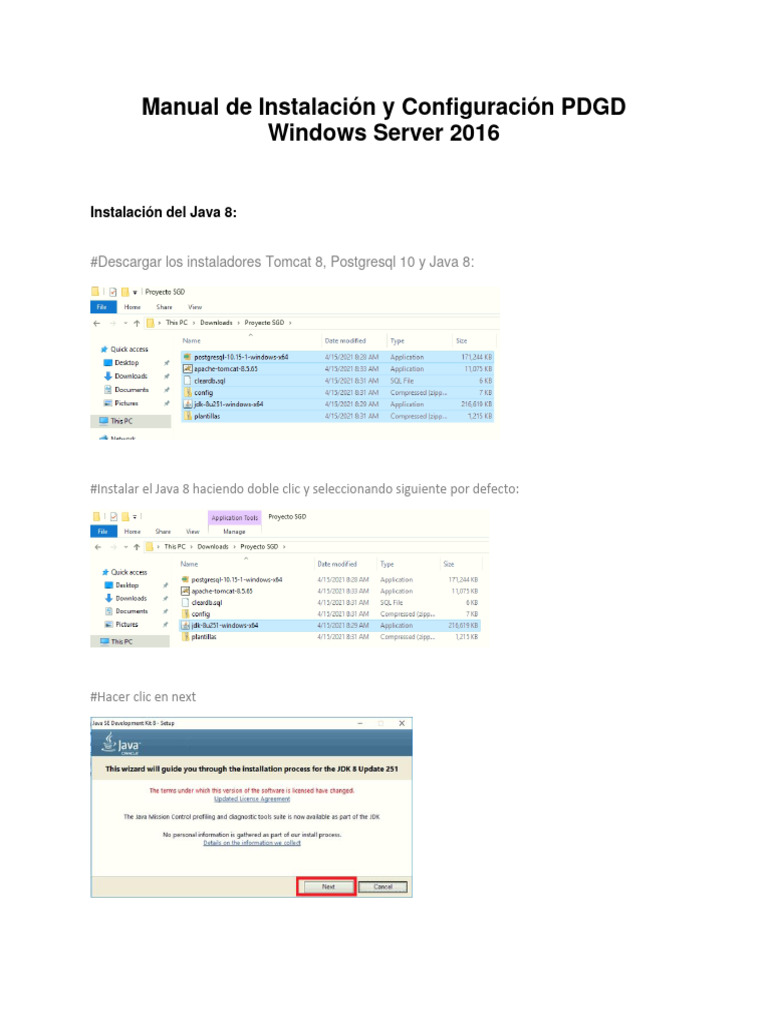 Manual de Instalación y Configuración PDGD WINDOWS | PDF | Archivo de computadora | Java ...