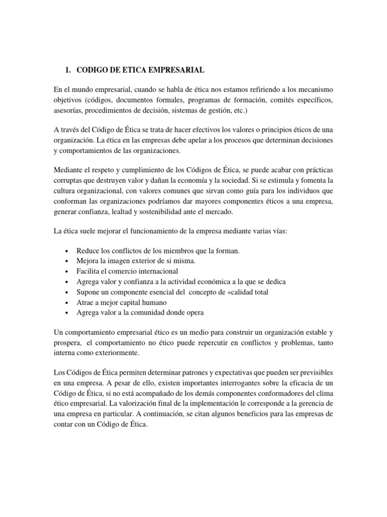 Codigo de Etica y Valores Corporativos. | PDF | Business | Comportamiento