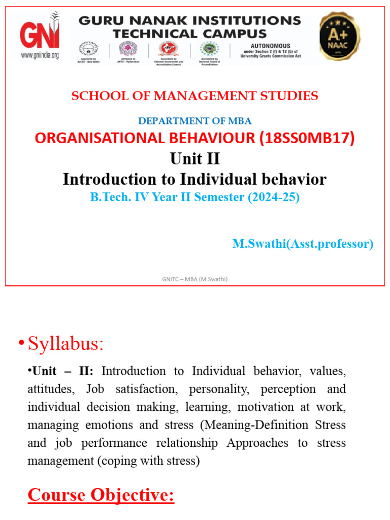 Organization Behaviour UNIT-2 | PDF | Motivational | Motivation