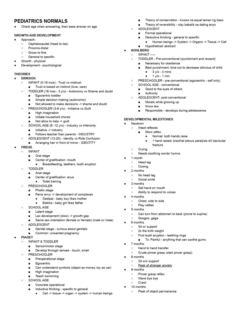 Pedia Notes | PDF | Vein | Infants