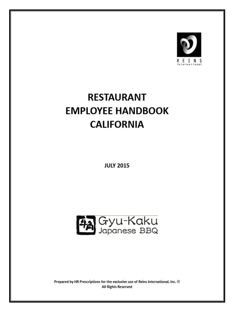 2015 California Restaurant Employee Handbook | PDF | Overtime | Employment