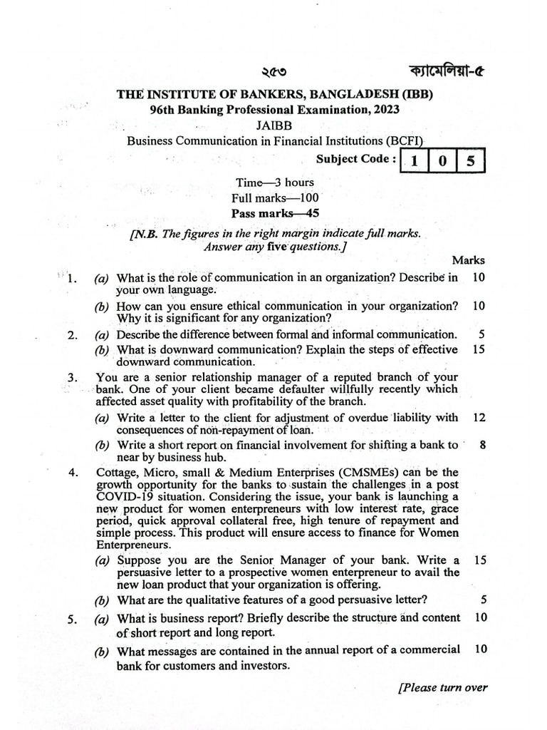 Business Communication in Financial Institutions (BCFI-May 2023) | PDF