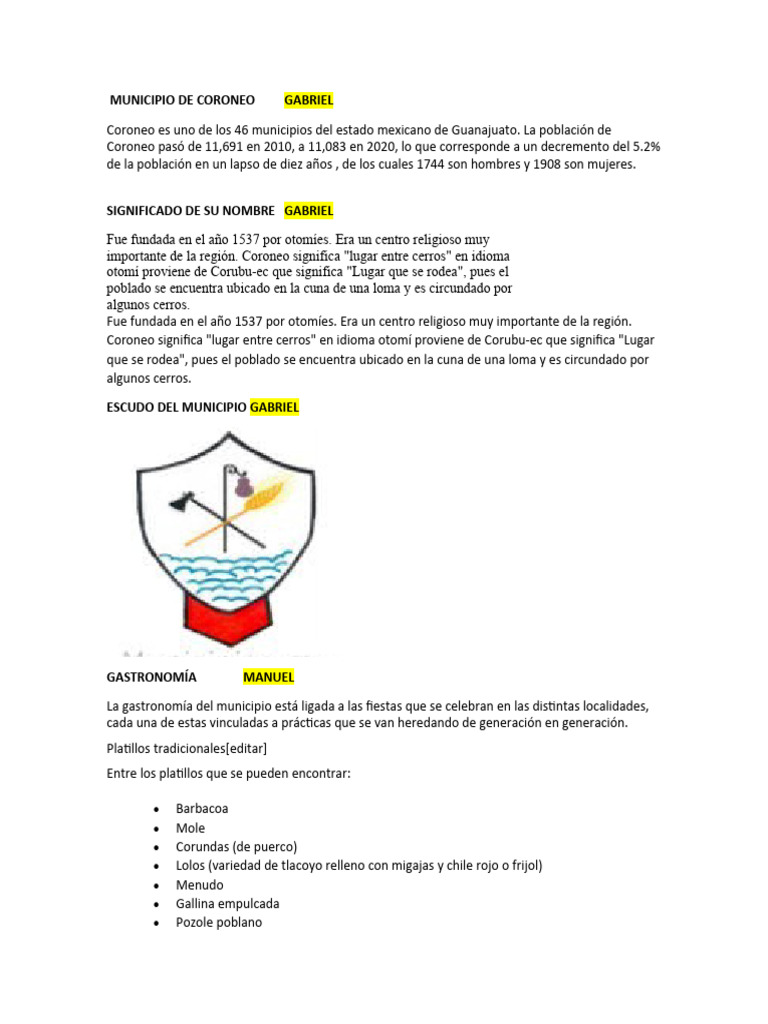 Municipio de Coroneo | PDF