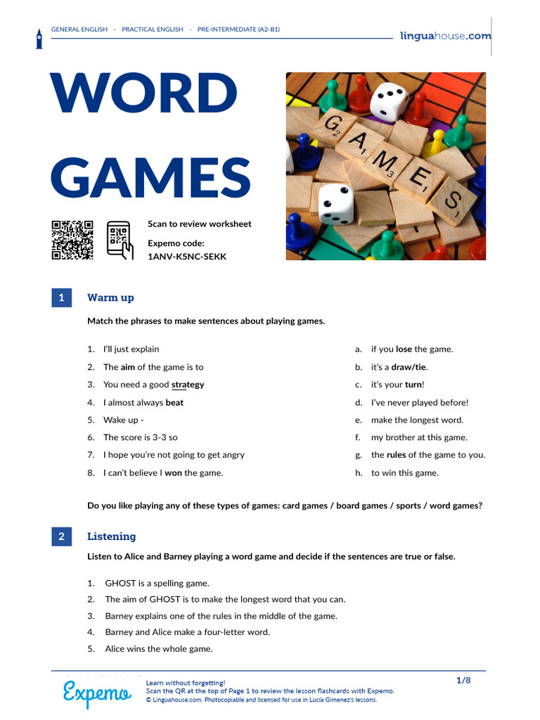 Word Games for English Learners | PDF | Linguistics