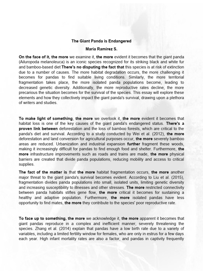 The Giant Panda Is Endangered May 21 | PDF | Giant Panda | Habitat Destruction
