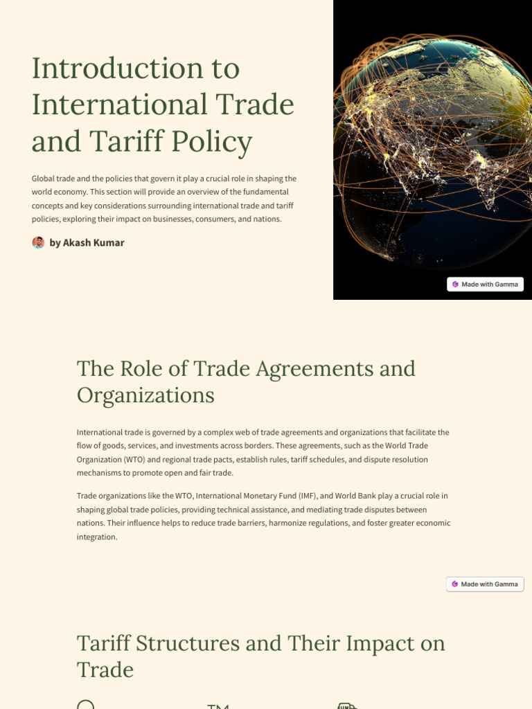 Introduction To International Trade and Tariff Policy | PDF | Non ...