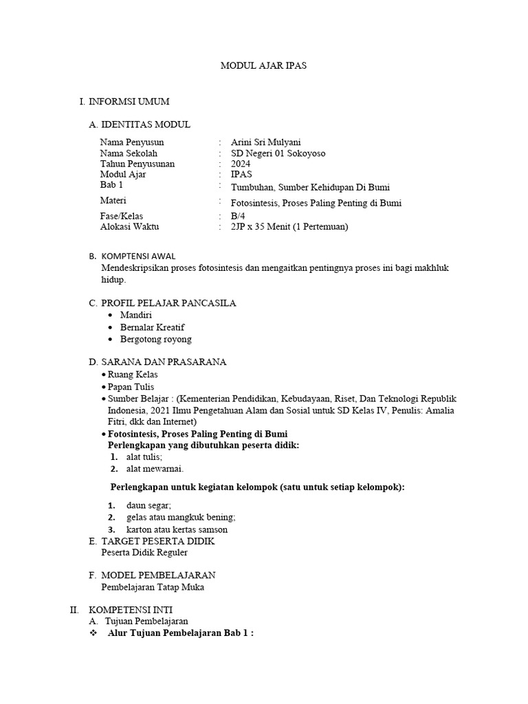 Modul Ajar Ipas 4 | PDF