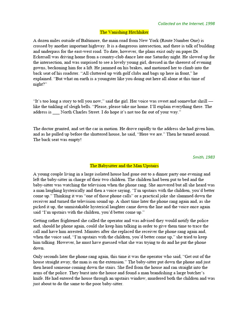 urban legend samples | PDF