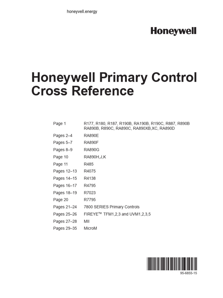 Honeywell Control Cross Reference Guide | PDF | Relay | Alternating Current