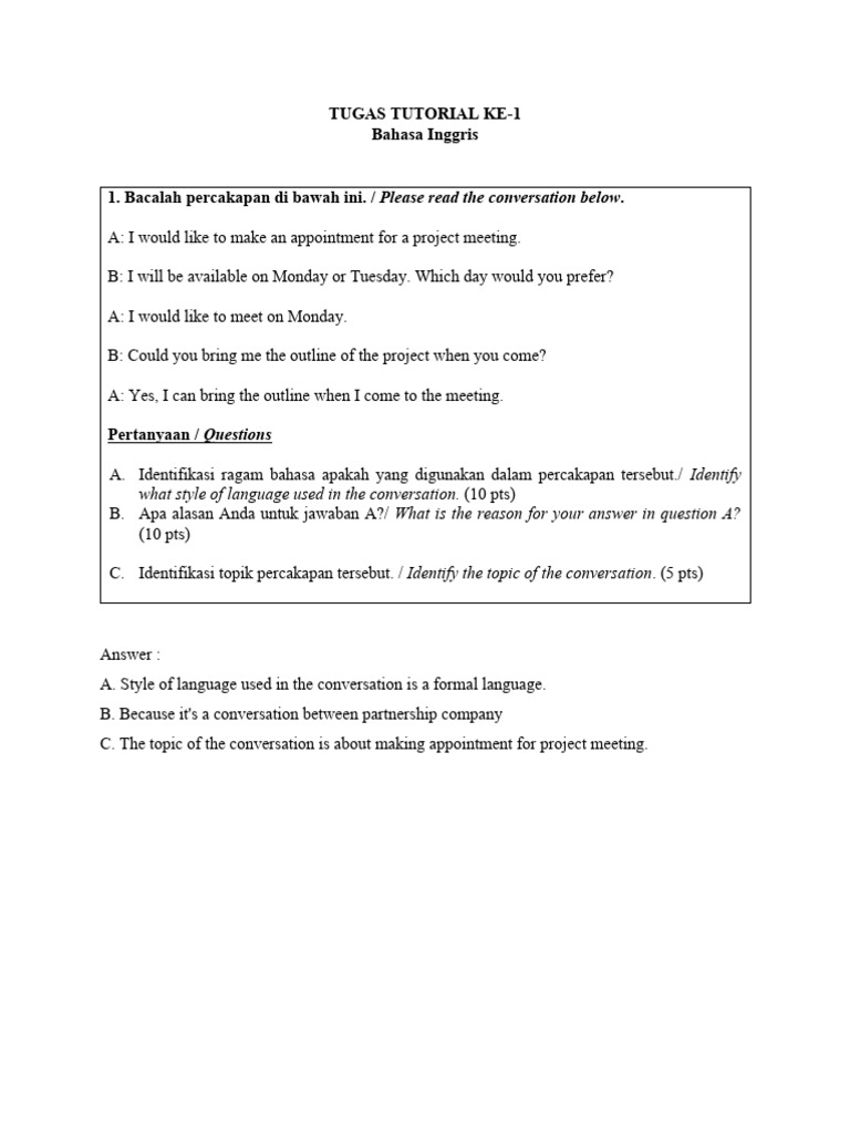 TUGAS TUTORIAL 1 Bahasa Inggris | PDF | Writing | Written Communication