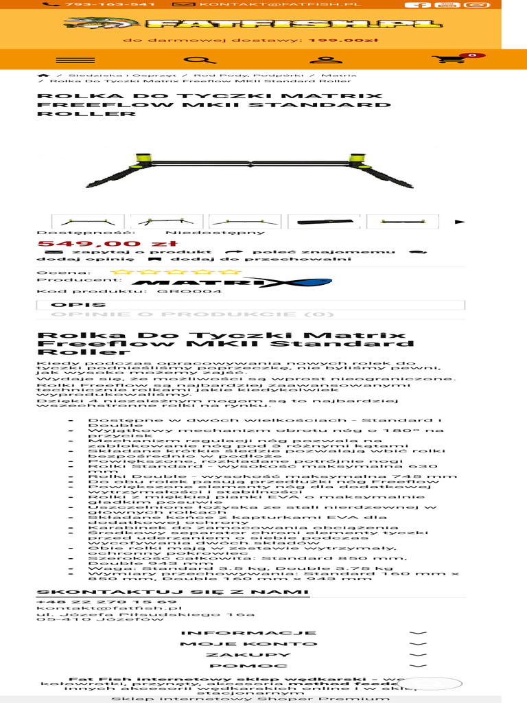 Rolka Do Tyczki Matrix Freeflow MKII Standard Rol | PDF