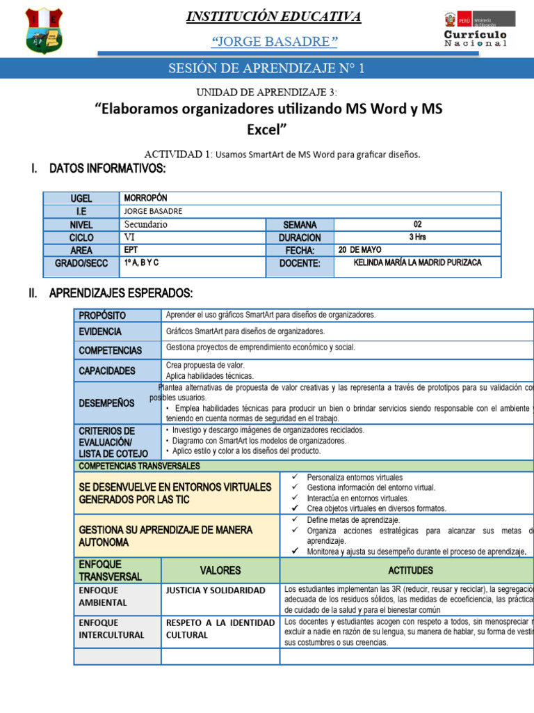 1º Act 1-Ept-U3 | PDF | Aprendizaje | Evaluación