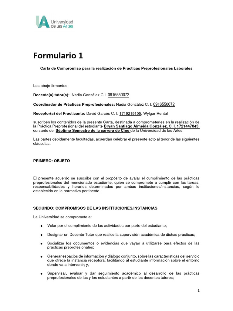 PPP Laborales FORMULARIO 1 WYLGAR - SF | PDF