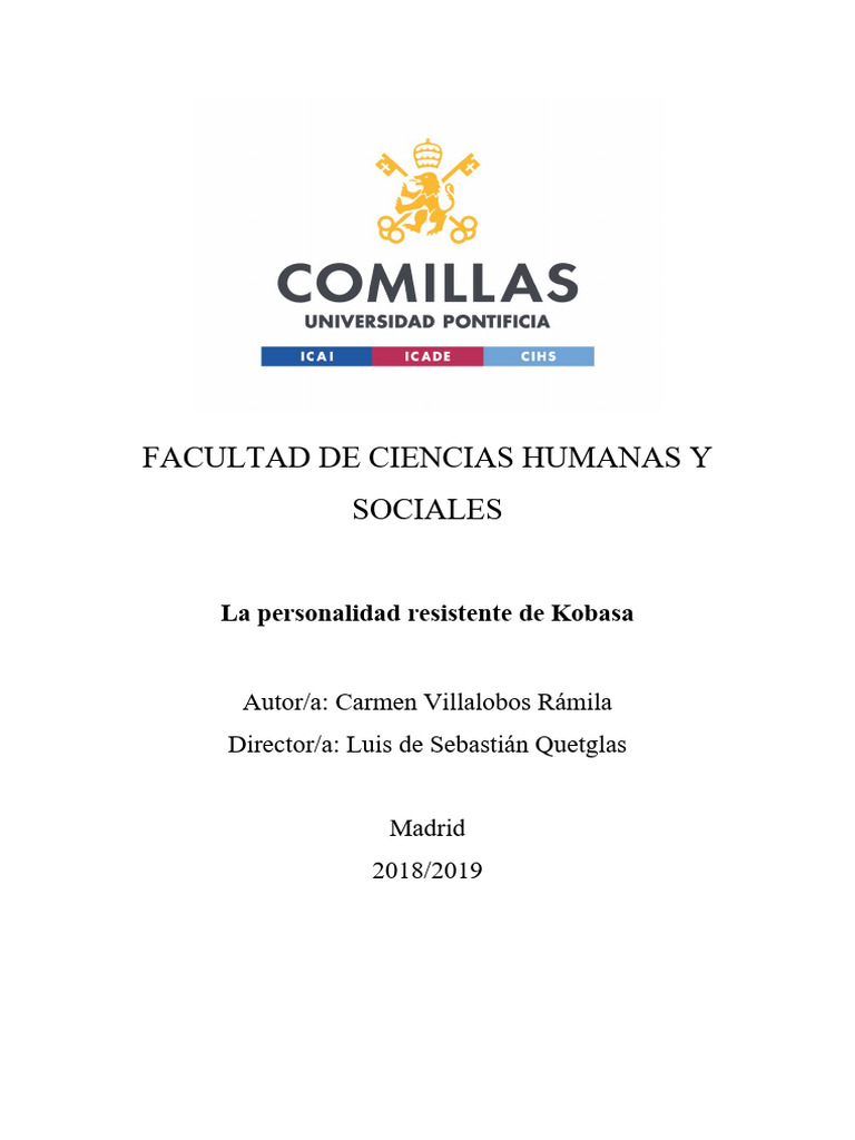 Personalidad Resistente de Kobasa | PDF | Apoyo social | Estrés (biología)