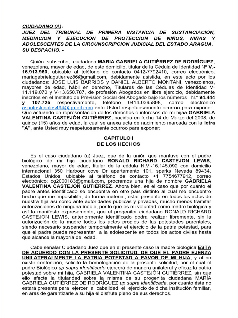 Ejercicio Unilateral PP | PDF | Venezuela | Documento de identidad