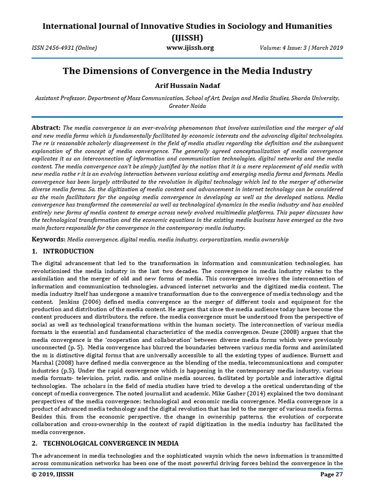 Media Convergence | PDF | Mass Media | Technological Convergence