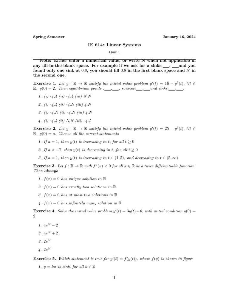 QUIZ1 | PDF | Applied Mathematics | Mathematics
