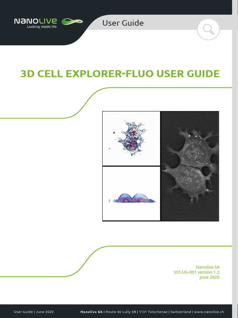 SST UG 001 Nanolive User Guide 3D Cell Explorer Fluo | PDF | Image Editing | 3 D Computer Graphics