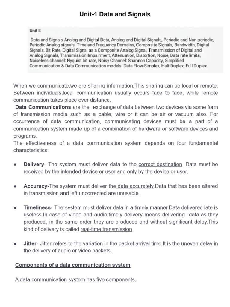 DC Module 1 | PDF | Duplex (Telecommunications) | Signal To Noise Ratio