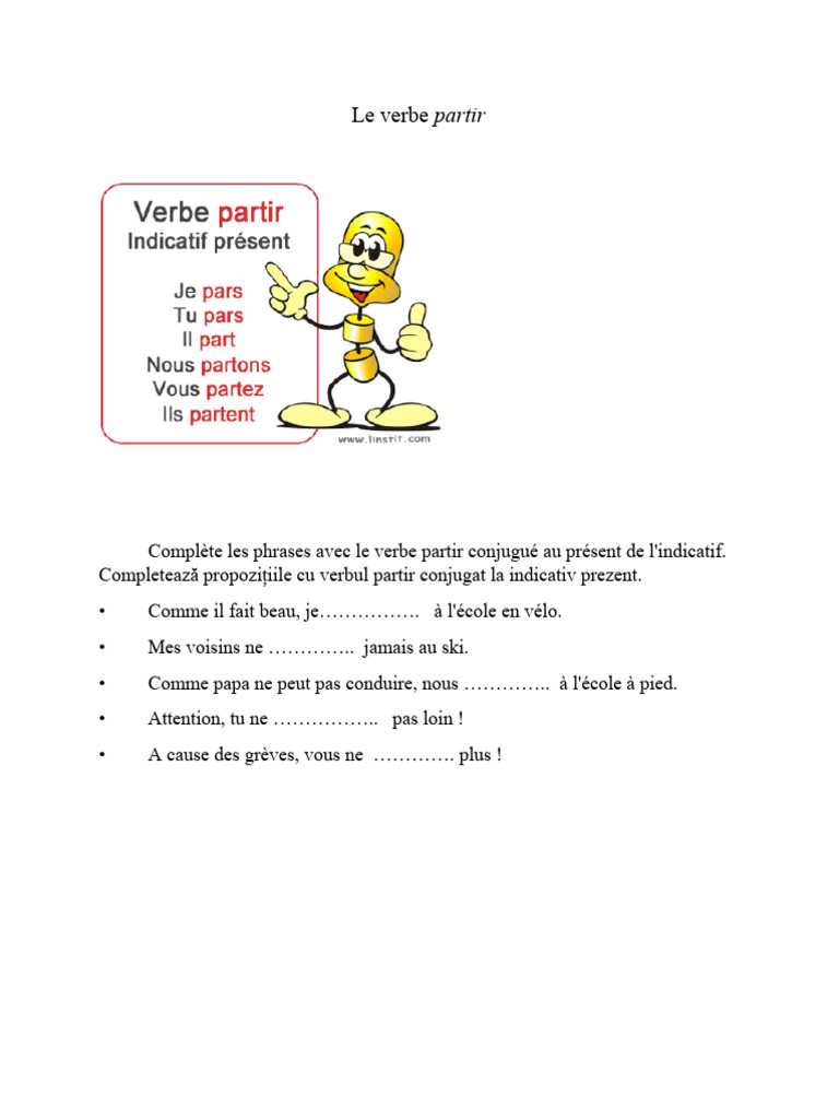 Conjugaison du verbe partir au présent | PDF