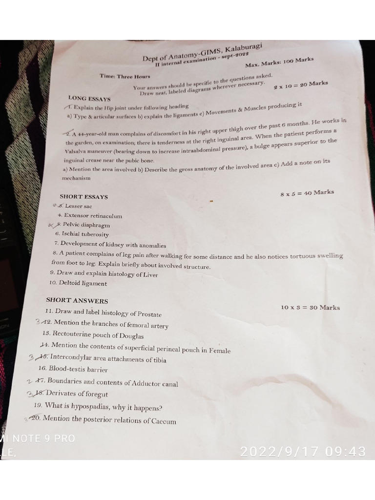 2nd Internal Papers 2022,1st Year???. | PDF