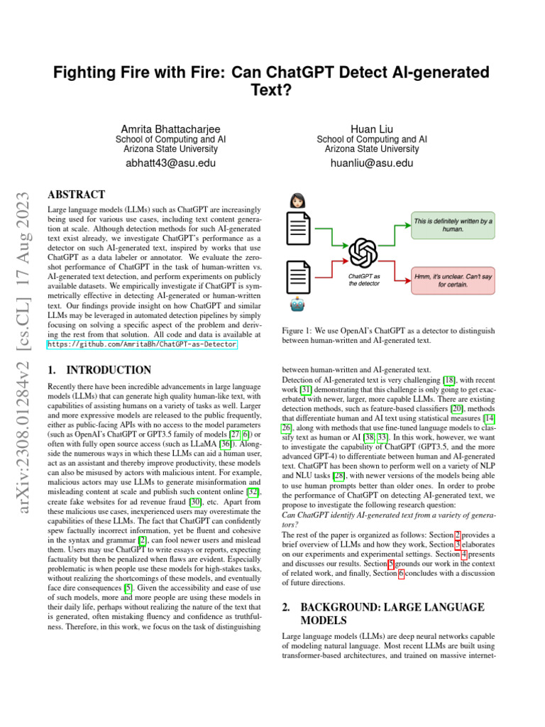 Fighting Fire With Fire: Can ChatGPT Detect AI-generated Text? | PDF ...
