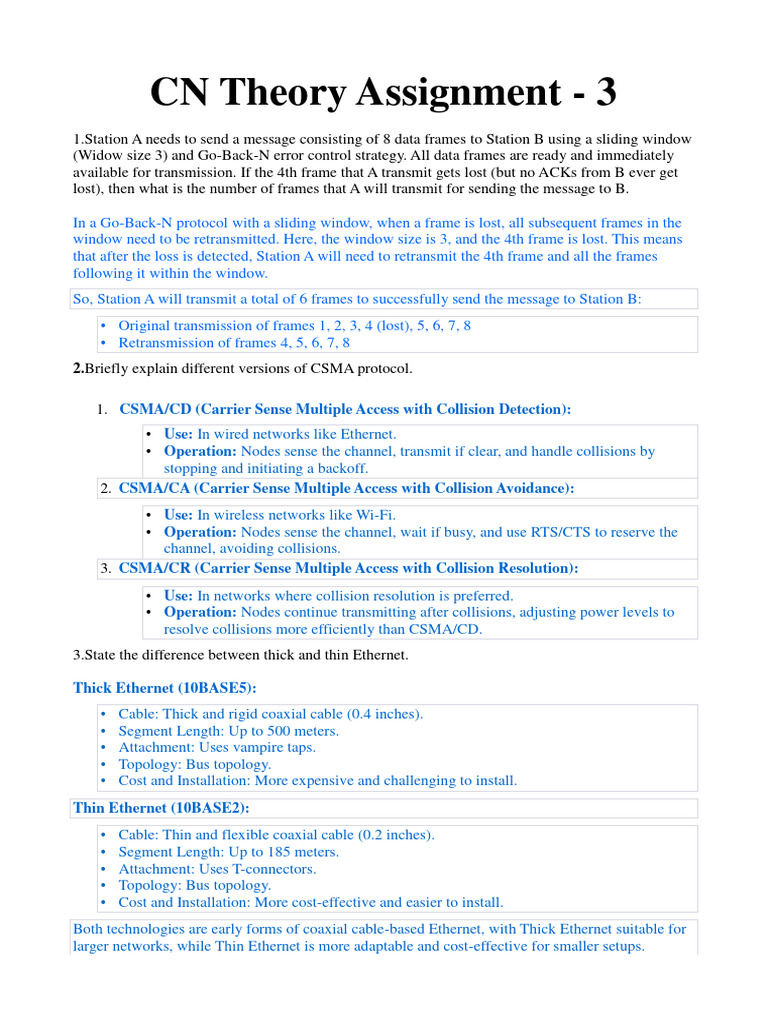 CN Theory Assignment 3 Sol | PDF | Internet Protocols | Ethernet