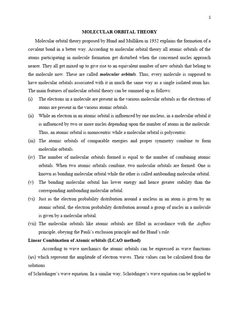 Molecular Orbital Theory Explained | PDF | Molecular Orbital | Covalent ...