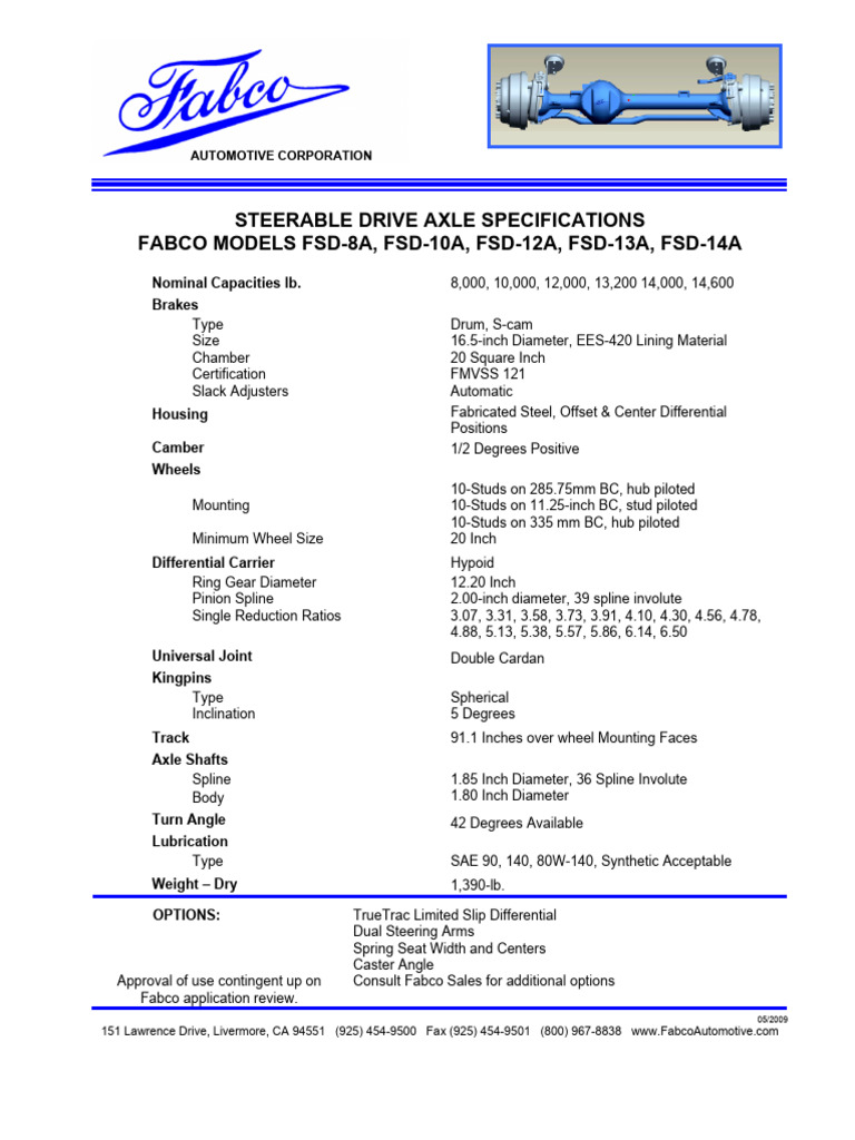 Axle Fabco FSD-XA | PDF | Axle | Gear