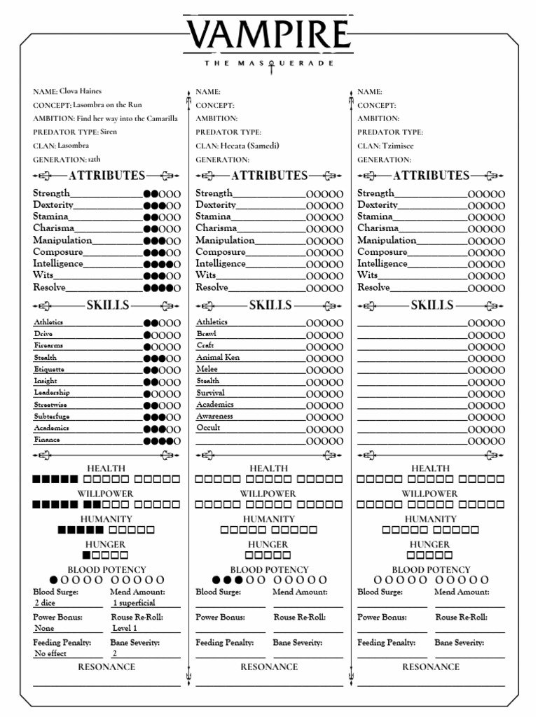 NPC Sheet - The Killer in the Pinstripe Suit_1 | PDF