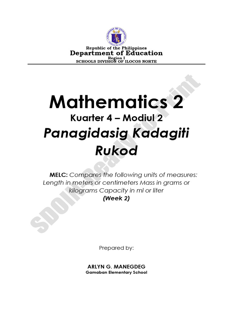 Matematika 2 Q4 Week2 Mod2 Arlyn G. Manegdeg Martina Agullana JBM QAed | PDF