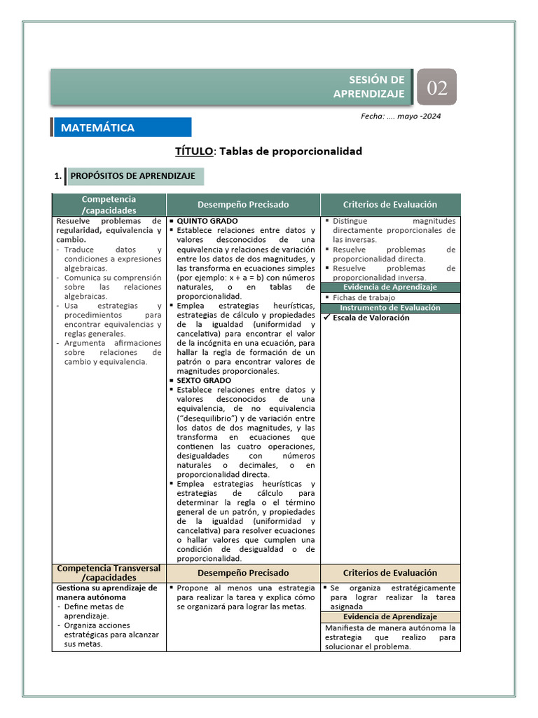 V Eda3 Sem1 S2 Mat-Sesion | PDF | Ecuaciones | Aprendizaje