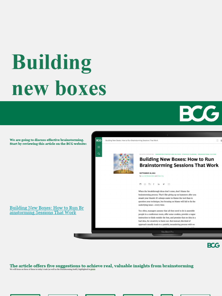 Building New Boxes Workbook | PDF | Brainstorming