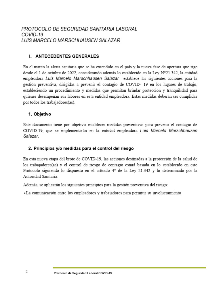 Protocolo-tipo-seguridad-sanitaria-laboral-covid-19-V2 | PDF | Seguridad y salud ocupacional ...