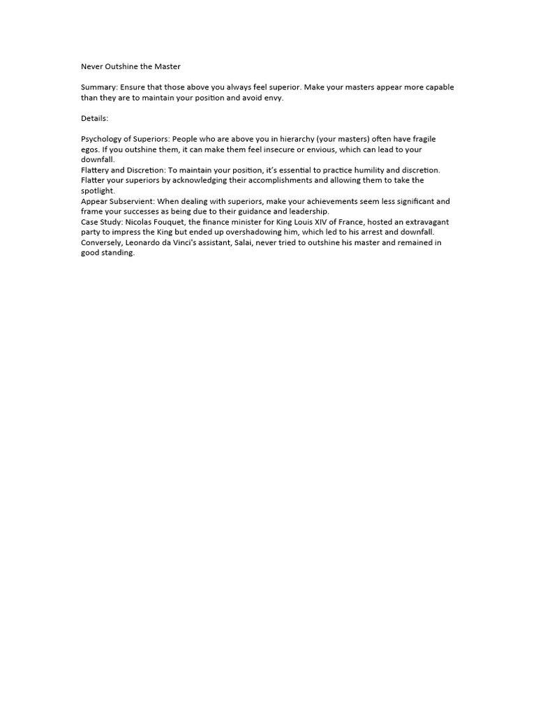 Never Outshine The Master | PDF