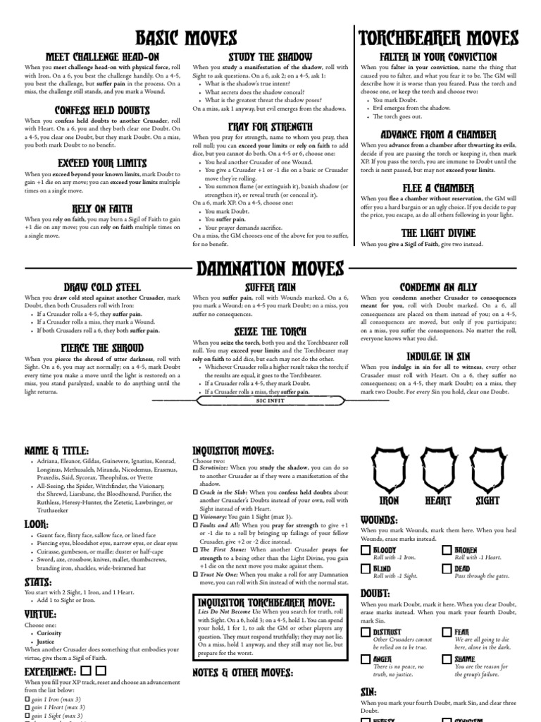 Fax in Tenebris Playsheets | PDF